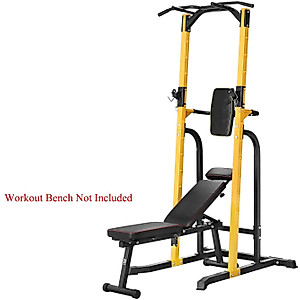 ZENOVA Power Tower Pull Up Bar Station, Pull Up Tower Dip Station for Home Fitness Exercise,Multi-Function Workout Equipment Squat Rack (Yellow)