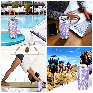 HXshaoye cute cartoon rainbow star purple peach Stainless Steel vacuum insulated water bottle with Lid and Straw travel coffee mug with lid for travel insulated coffee tumbler botellas