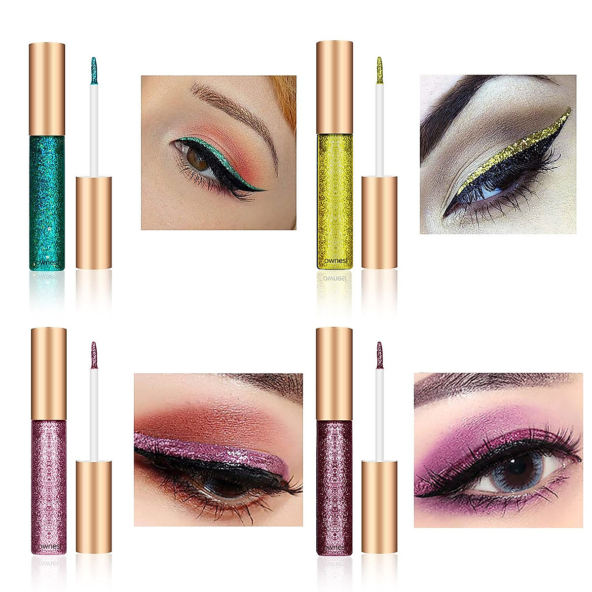 Ownest 10 Colors Liquid Glitter Eyeliner Set, Metallic Shimmer Glitter Eyeshadow, Long Lasting Waterproof Shimmer Sparkling Eyeliner Eye Shadow-10pcs(B)