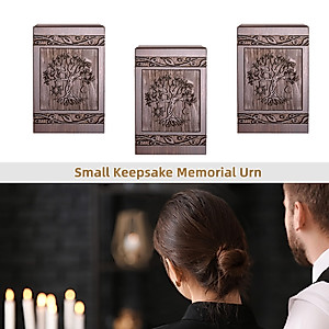 Cremation Urns for Human Ashes Adult Male Female, Wooden Tree of Life Urns Box and Casket for Ashes Men Women Child, Pets Cat Dog Urn, Burial Funeral Memorial Urns for Ashes, Holds 20 Cubic Inch
