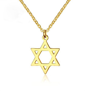 AILUOR 18K Gold Plated Megan Star of David Pendant Necklaces, Six Pointed Megan Star Jewish Israel Jewelry for Women/Men Hip Hop Jewelry (Gold)