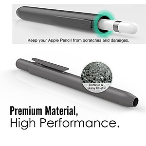 MoKo Holder Case for Apple Pencil 1st Generation, Retractable Apple Pencil 1st Case Protective iPad Pencil Sleeve Skin Cover with Clip - Dark Gray