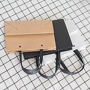 MODADA Gift Bags Kraft Paper Clothing Shopping Bags with Handles Reusable Gift Packaging Bags for Business White Black Paper Handbag (Color : Kraft, Size : 25x17x9cm 15pcs)