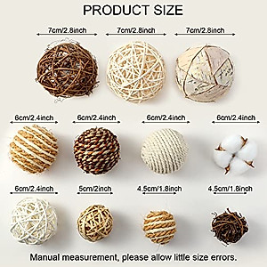 20 Pieces Decorative Balls for Bowls, Assorted Decorative Balls Set, Bowl Decorative Filler and 58 Inches Wood Bead Garland with Tassels for Vase Bowl Filler Table Decoration