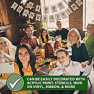 Mandala Crafts Happy Thanksgiving Banner Flag from Burlap for Holiday, Fall, Party Decoration