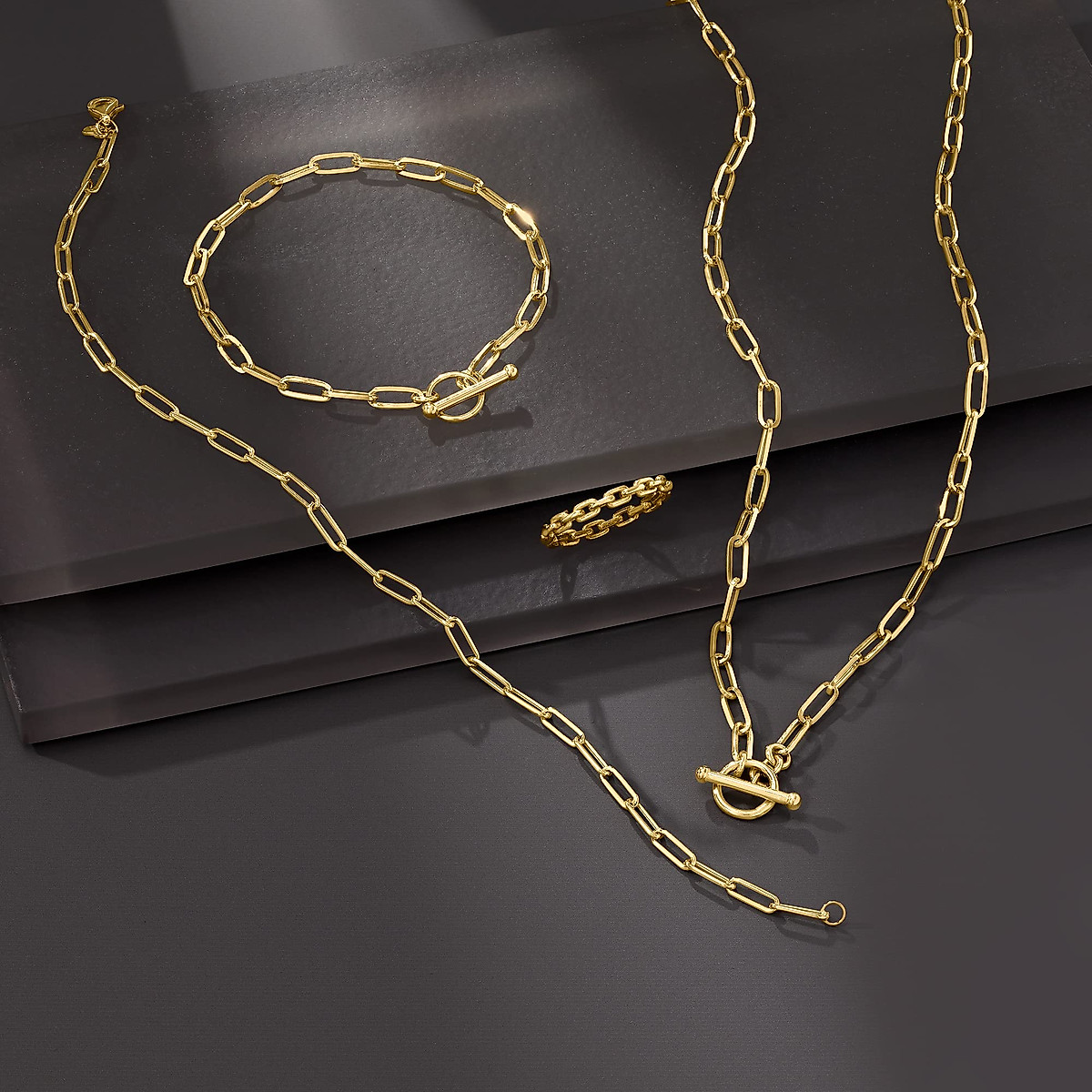 RS Pure by Ross-Simons Italian 14kt Yellow Gold Paper Clip Link Anklet. 9 inches