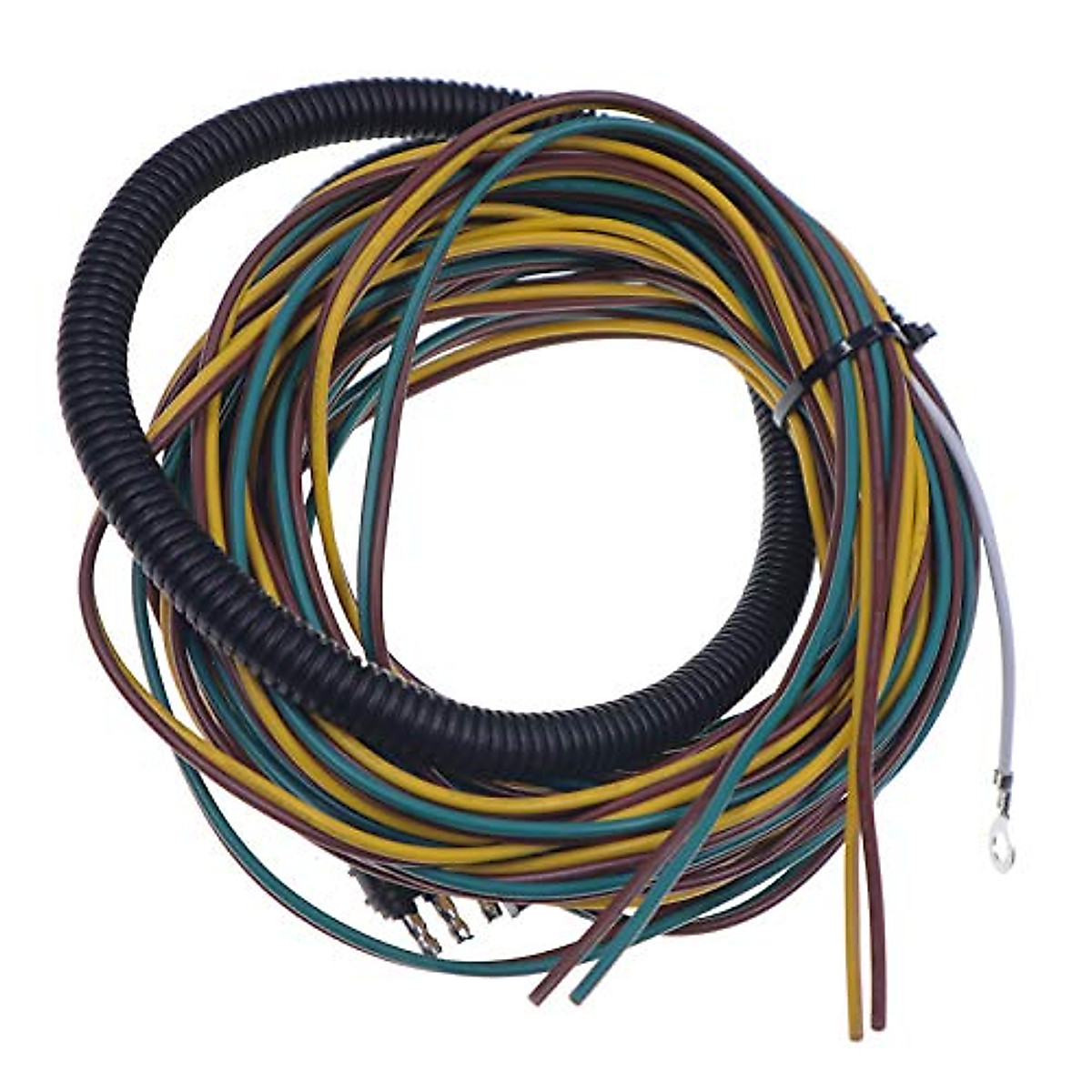 CARROFIX Trailer Wiring Harness 4-Way Flat Connector 25 FT Long - 18-Gauge Color Coded Trailer Wire Extension with 3 FT Ground Wire