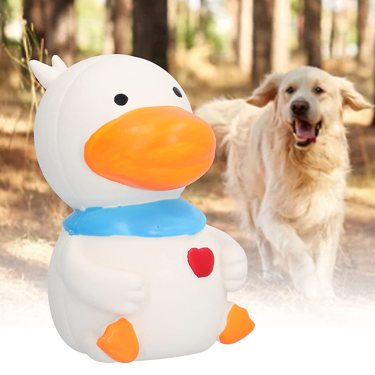 Keenso Latex Duck Dog Toys Cute Interactive Funny Squeak Duck Toys for Dog Puppy Chewing Playing (White)
