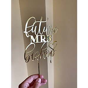 Personalized Future Mrs Cake Topper, Custom Name Cupcake Topper with Heart, Bridal Shower Decor, Calligraphy, Bachelorette, Engagement, Wedding Cake Topper, Hand Lettered, Script, Table Centerpiece