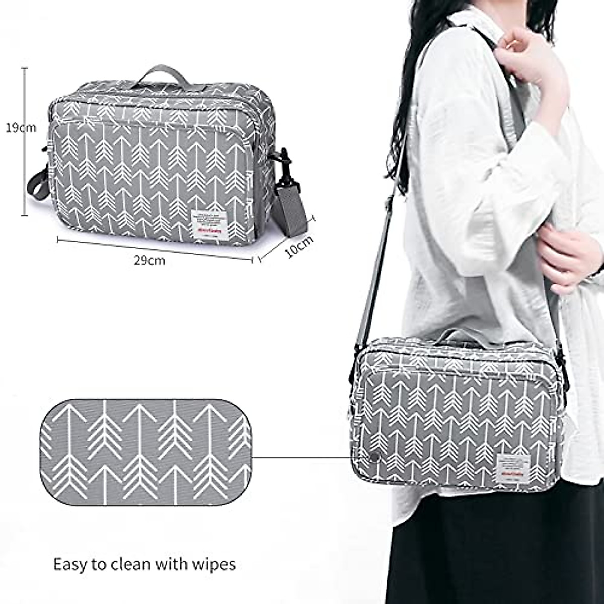 Universal Stroller Caddy Accessories All-in-One Baby Organizer with Insulated Pocket,Capacity for Diapers, Toys & Snacks, Dark Gray