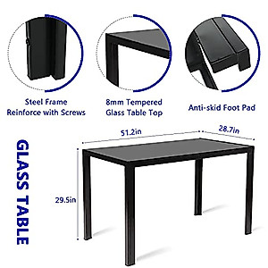 BAHOM 7 Piece Kitchen Dining Table Set for 6, Glass Dining Table and 6 Chairs PU Leather for Breakfast (2 Boxes)