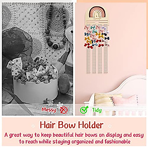 Rainbow Hair Bows Holder Girl Clip Bow Organizer Baby Hair Accessories Storage Headband Hanger for Baby Girls Room Wall Hanging Decor