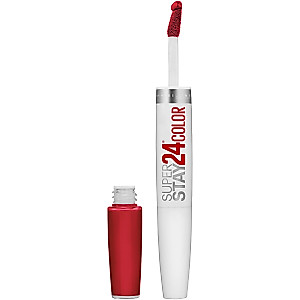 Maybelline Super Stay 24, 2-Step Liquid Lipstick Makeup, Long Lasting Highly Pigmented Color with Moisturizing Balm, Optic Ruby, Ruby Red, 1 Count