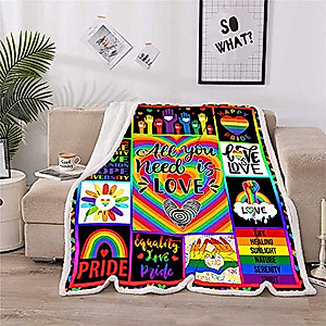 Juirnost Pride Gifts,Rainbow Blanket, Pride Blanket,LGBT Blanket,LGBT Pride Gifts for Rainbow,Gay,LGBTQ, Lesbian, Transexual, Friends, Besties, Gay Pride Plush Throw Blanket Gift for Bed Sofa 50"x60"