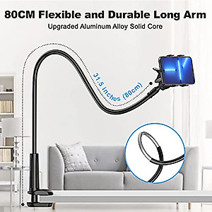 VIVI MAO Gooseneck Cell Phone Holder, Universal 360 Flexible Phone Stand Lazy Bracket Mount Long Arms Clamp for Phone 13 Pro Xs Max XR X 8 7 6 6s Plus and Other 3.5~6.7'' Device (Black)…