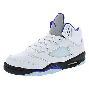 Jordan Boy's Air 5 Retro (Big Kid) White/Dark Concord/Black 4.5 Big Kid M