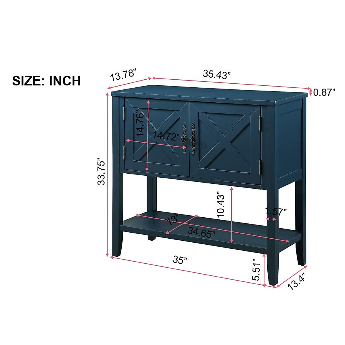 INMOZATA Console Table for Living Room, Narrow Entryway Tables for Foyer Wood Cabinet with Storage and Shelf, Sofa Table for Coffee Bar, Kitchen, Hallway, Dining,Navy Blue