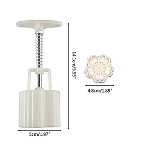 Ylskmu Moon Cake Mold Set 4pcs 50g Cookie Stamps, Cherry Blossom Floral Mid Autumn Festival DIY Hand Press Cookie Dessert Cutter Pastry Decoration Flower Impressions Tool Mooncake Maker (50g)