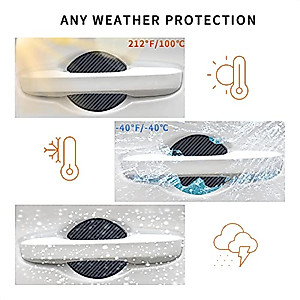 TANGSEN 4Pcs Universal 3D Carbon Fiber Texture Car Door Handle Paint Scratch Protector Non-Marking TPU Personalize Protective Pad Sticker