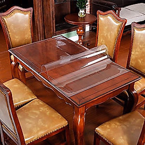 Table Protector Kitchen Dining Room Wood Furniture Cover Clear Plastic Tablecloth Cover Mat Wipeable Easy to Clean Wooden Desk Protective Pad PVC Vinyl Coffee Side Tabletop Protection 24" 48 inch