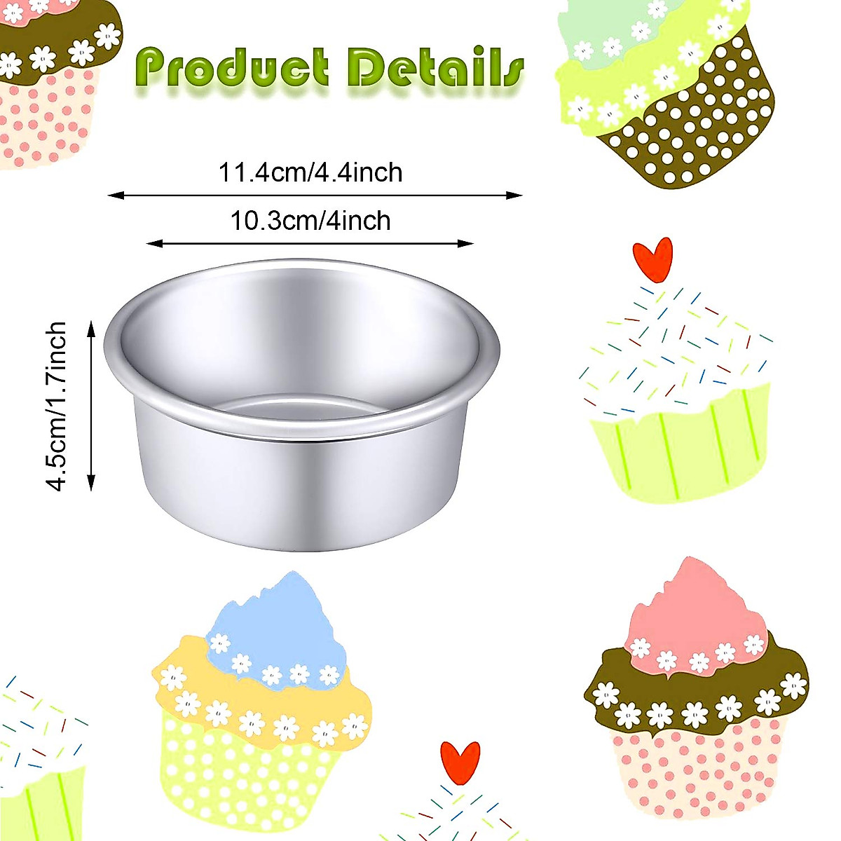 Nuenen 12 Pieces Round Cake Pans 4 Inch Aluminum Round Mold Smash Cake Baking Pans Cheesecake Pans for Home Party Baking Supplies