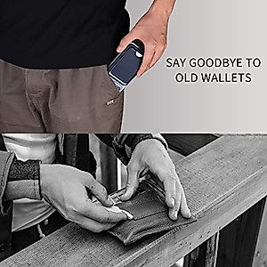 H JIDOHUN Magnetic Wallet Card Holder with Adjustable Stand for iPhone 15/14/13/12 Series, Not for iPhone 13/12 mini - 3 Card Holder, Vegan Leather (Blue)