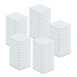 ZUPERIA Cotton Terry Towels Cleaning Cloths, 100% Cotton Terry Cloth Bar Rags White Bar Towels, Multipurpose High Absorbent Pack of 50 (12"x12") Terry Towels for Detailing or Painters (White)