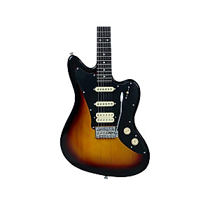 Monoprice Indo Series 6 String Basswood-Body Electric Guitar, Right, Sunburst (625882)