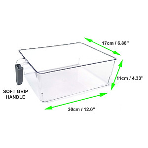 SERENITA Clear food storage bins with handle, refrigerator organizer containers, canister sets for kitchen counter, 12.0x6.9x4.3