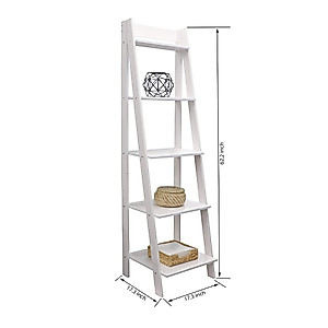 Adeptus 5 Shelf Ladder - Made from Solid Wood (White)