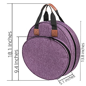 Coloch Embroidery Project Bag with Handle, Purple Stitch Storage Bag Portable Sewing Supplies Carrying Bag for Crafts, Embroidery Hoops, Charts and Threads