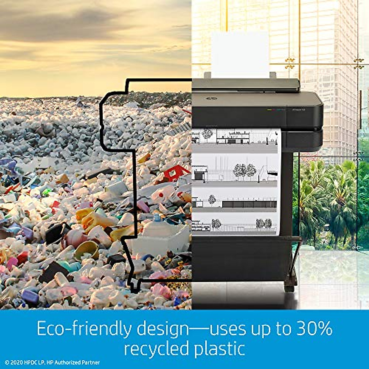 HP DesignJet T650,Color Large Format 24-inch Plotter Printer, Includes 2-Year Warranty Care Pack (5HB08H) ,Black