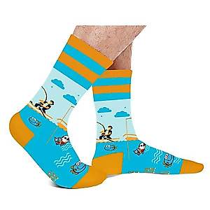 AGRIMONY Funny Fishing Socks for Men Teen Boys-I’d Rather Be Fishing Fun Novelty Funky Cool Crazy Silly Crew Socks-Valentines Day Funny Fisherman Fishing Gifts Christmas Stocking Stuffers