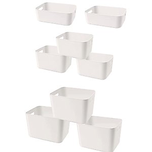 Amyup Set Of 8 Plastic Storage Bins,Versatile Kitchen Pantry Organization and Storage,for Plastic Storage Container Under Bed,Under Sink Bathroom Organizer (8 Pack, White)