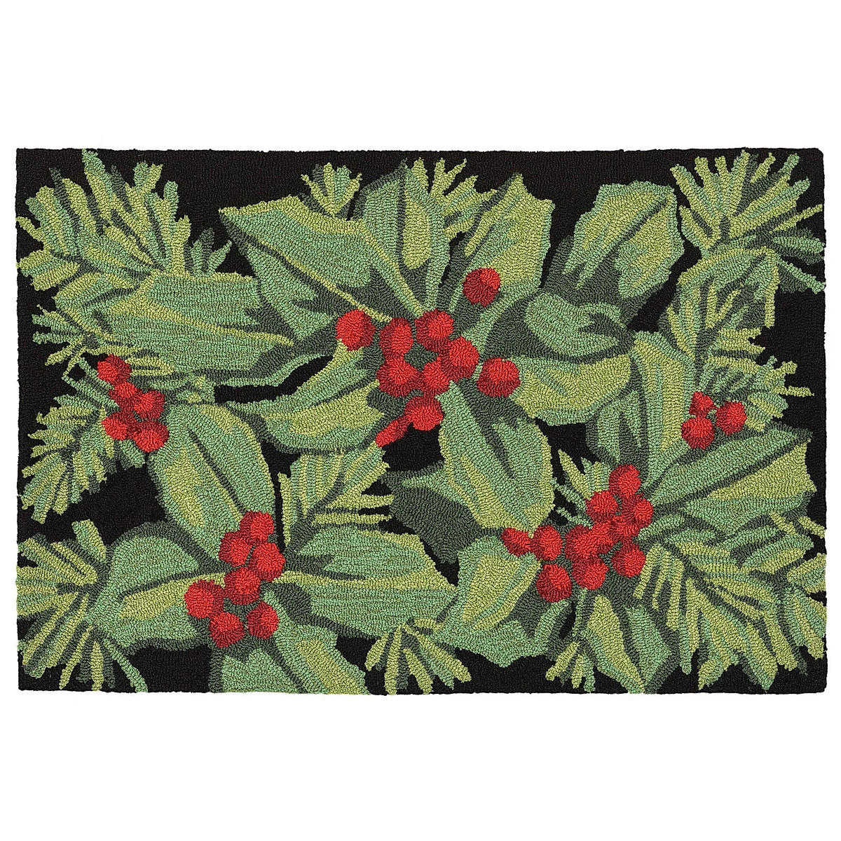 Liora Manne Holly Berries Indoor/Outdoor Rug, 2' X 3', Black