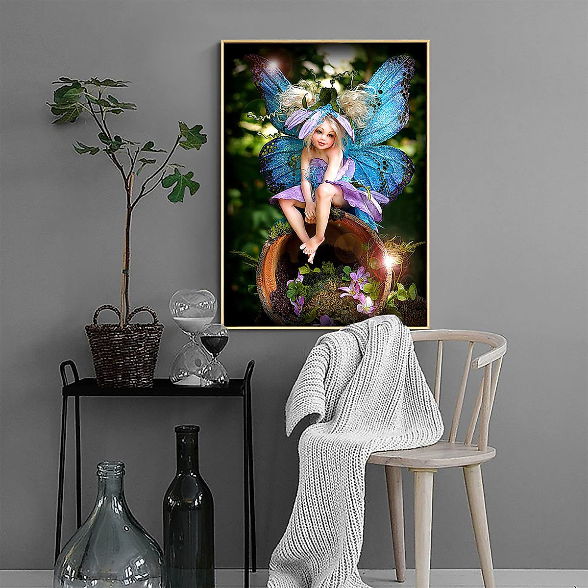 FEGAGA 5D Diamond Painting Cartoon Character Angel Girl Kit for Adults Diamond Art Cartoon Character Painting by Number Kits Gem Art Wall Home Decor(11.8 x15.7 inch)
