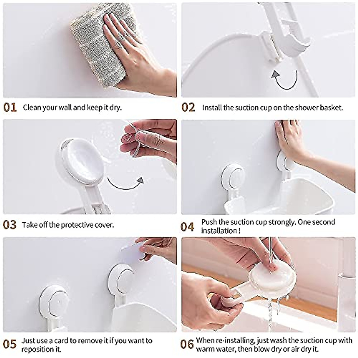 LEVERLOC Shower Caddy & Soap Holder & Two Toothbrush Holder One Second Installation NO-Drilling Removable Bathroom Organizer Set Powerful Heavy Duty Waterproof