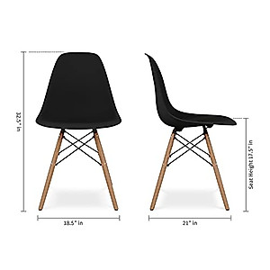 Aron Living Pyramid 17.5" Plastic and Beech Wood Dining Chair in Black