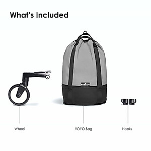 Babyzen YOYO Bag, Grey - Provides Additional, Sturdy Storage on the YOYO2 Stroller - Includes Wheel Base & Hooks