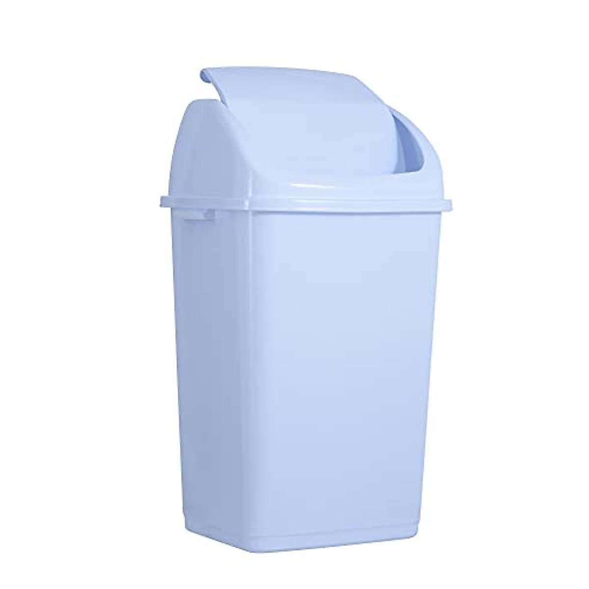 Large Plastic Trash Can with Swing Top Lid, 13 Gallon White Waste Bin for Kitchen, Garage, Indoor/ Outdoor Trash Can