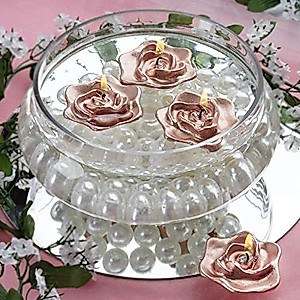 BalsaCircle 24 pcs Rose Gold 2.5-Inch Roses Flowers Floating Candles for Wedding Party Birthday Centerpieces Decorations Supplies
