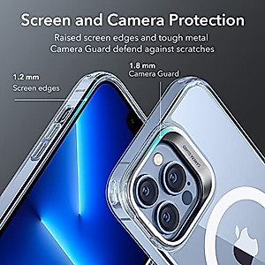 ESR for iPhone 13 Pro Max Case, Compatible with MagSafe, Built-in Camera Ring Stand, Military-Grade Protection, Magnetic Phone Case for iPhone 13 Pro Max, Classic Kickstand Case (HaloLock), Clear