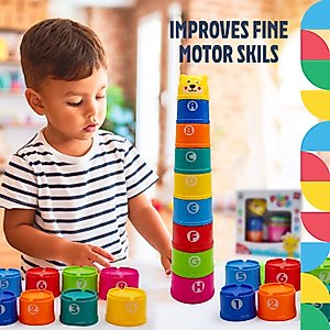 Stacking Cups Nesting and Stacking Cups Gift Colorful Educational Alphabets Numbers Building Joy Cups Toddler Fun Play Toys