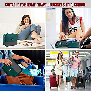 PKQP First Aid Bag, Empty Medical Supplies Organizer Bag Portable Trauma Kit for Home Office Kitchen Traveling Hiking Camping Backpacking Cycling, Green