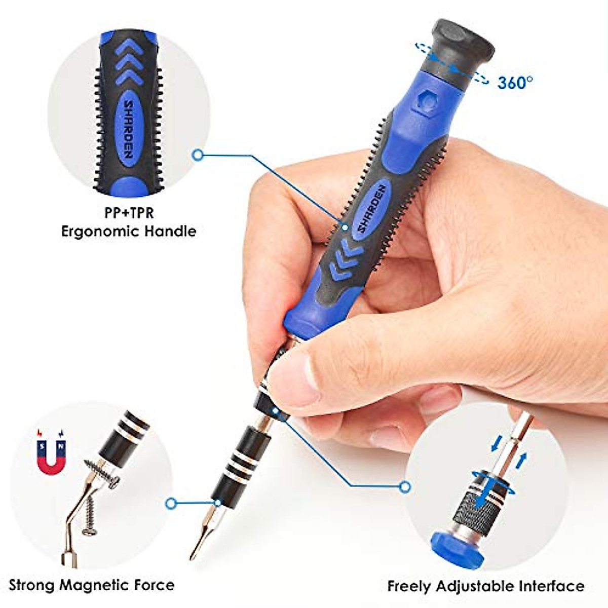 SHARDEN Precision Screwdriver set, 124 in 1 with 110 Bits Magnetic Screwdriver Kit, Professional Electronics Repair Tool Kit for Tablet, Computer, Laptop, PS4, PC, iPhone, Xbox, Game Console (blue)