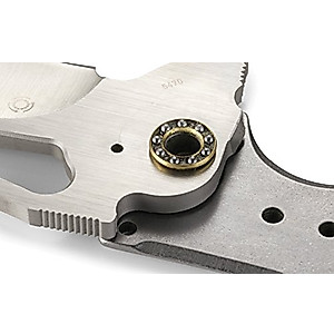 COLUMBIA RIVER KNIFE & TOOL Fossil Folding Pocket Knife: Stainless Steel Plain Edge EDC Folder with Frame Lock, Everyday Carry Folded Knife, with Satin Blade Finish 5470, Silver , brown, grey