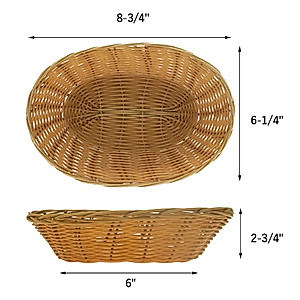 Cezoyx 16 Pack Plastic Oval Basket, 9 x 6.3 x 2.36 Inch Wicker Bread Basket Woven Empty Gift Baskets Food Storage Basket for Family Party, Kitchen, Restaurant, Centerpiece Display