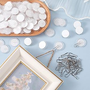 ANCIRS 80 Pcs Self Adhesive Ceiling Hooks, Clear Sticky Hooks for Hanging, Removable Sticker Hooks, No Drill Ceiling Hook for Plants, Lights, Clothes, Bags