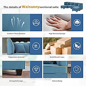 JAMFLY 116'' Modular Sectional Sofa with Reversible Chaise, U-Shape Convertible Sectional Sofa Couch with 6 Seats, Velvet Modern Sleeper Modular Couch with Ottomans for Living Room