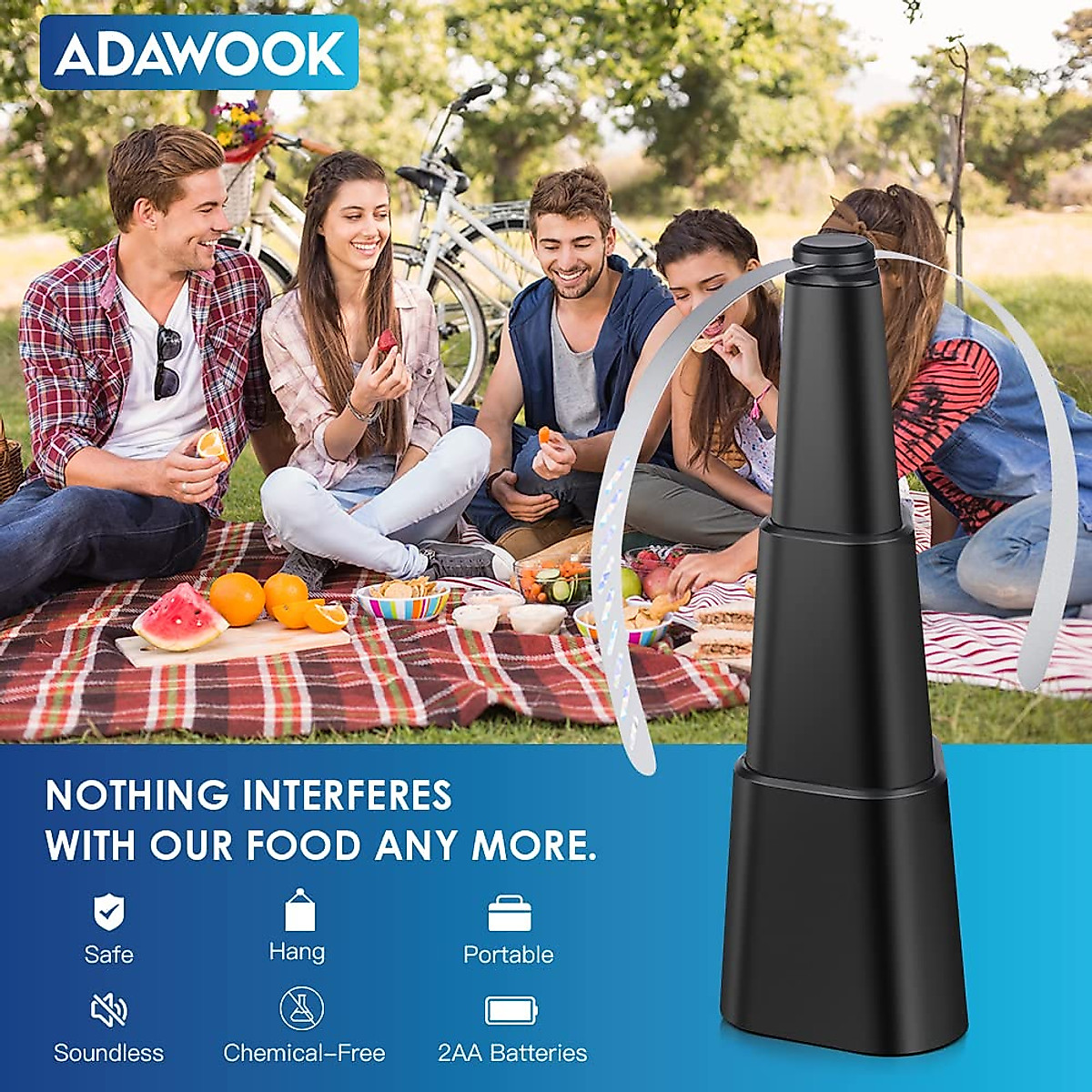 Adawook Fly Fans for Tables, 2PCS, Black, ABS Material, Keep Flies Away, Portable Table Fans